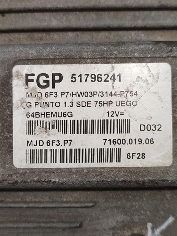 CENTRALINA MOTORE FIAT Grande Punto 1° Serie 51796241 7160001906 ...