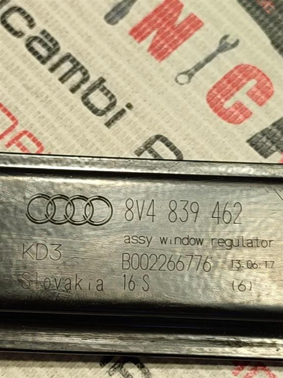 MECCANISMO ALZAVETRO POST. DX AUDI A3 Sportback Serie (8VF) 8V4839462 (16>)