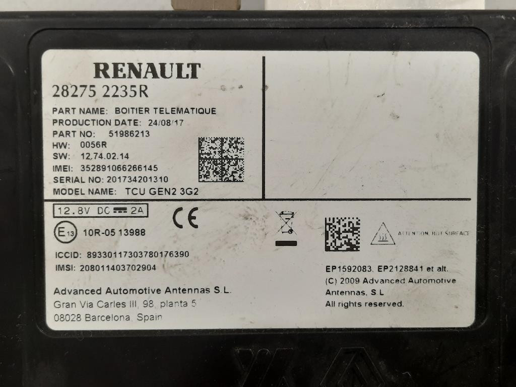 CENTRALINA ECU SMART Fortwo Coupé (W451) 28275 2235R CENTRALINA ECU ...
