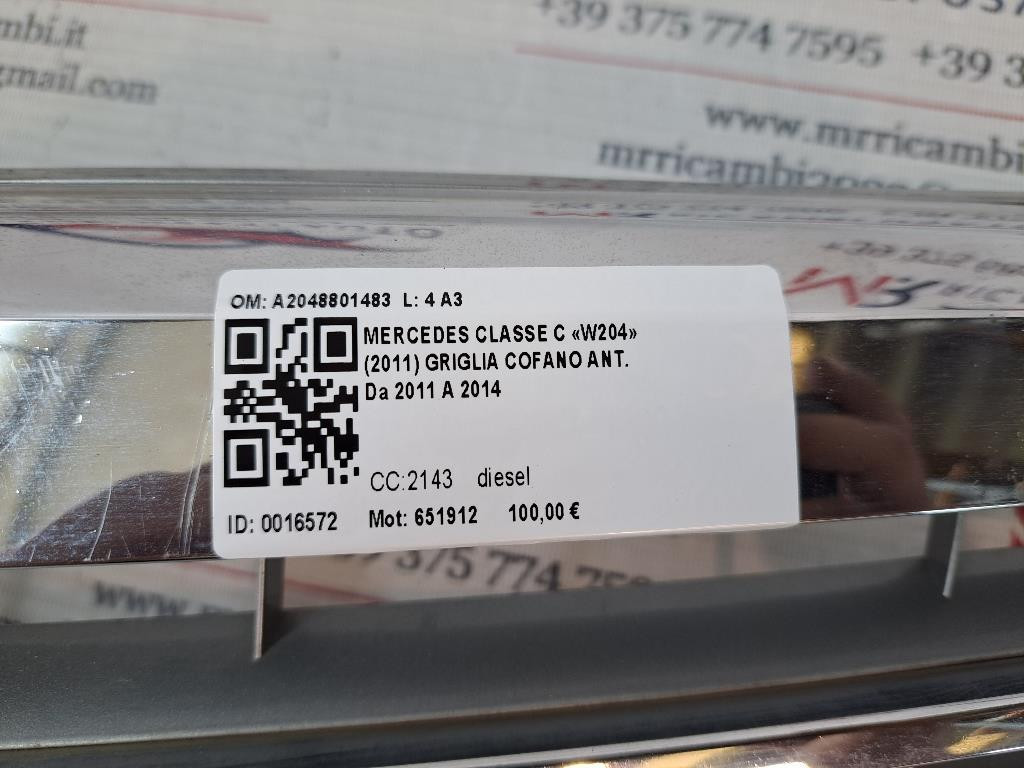 GRIGLIA ANTERIORE MERCEDES Classe C Berlina W204 A2048801483 651912 (07>)