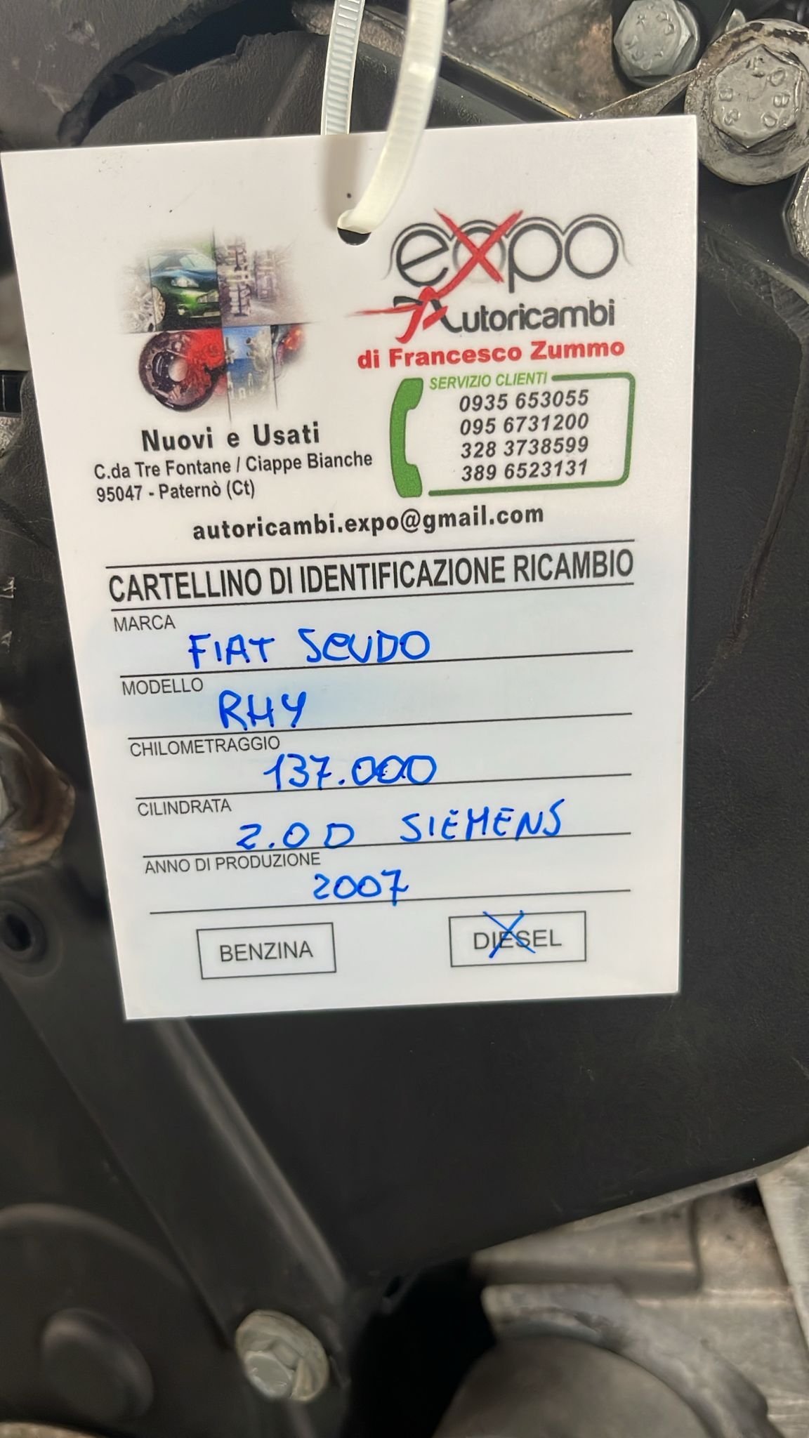 MOTORE COMPLETO FIAT Scudo 3° Serie RHY RHY Diesel 2000 (07>16)