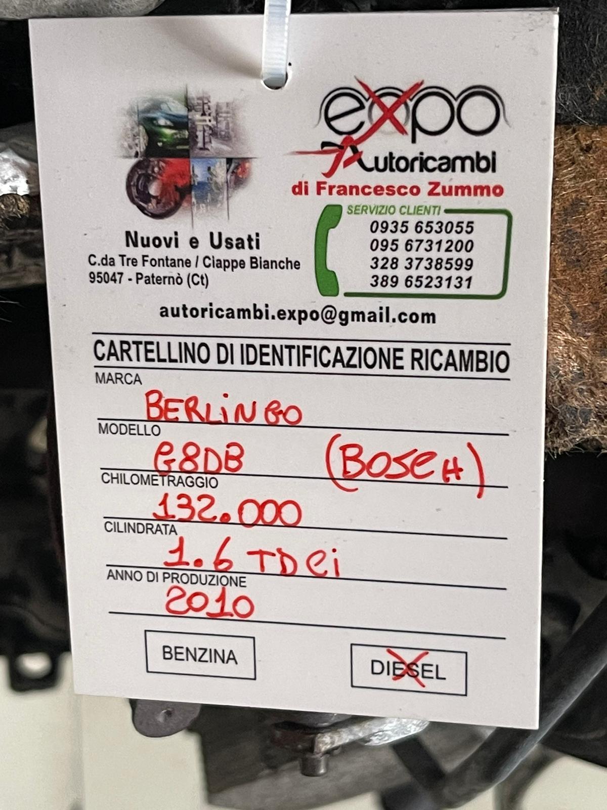 G8DB MOTORE COMPLETO CITROEN Berlingo 3° Serie G8DB Diesel 1600