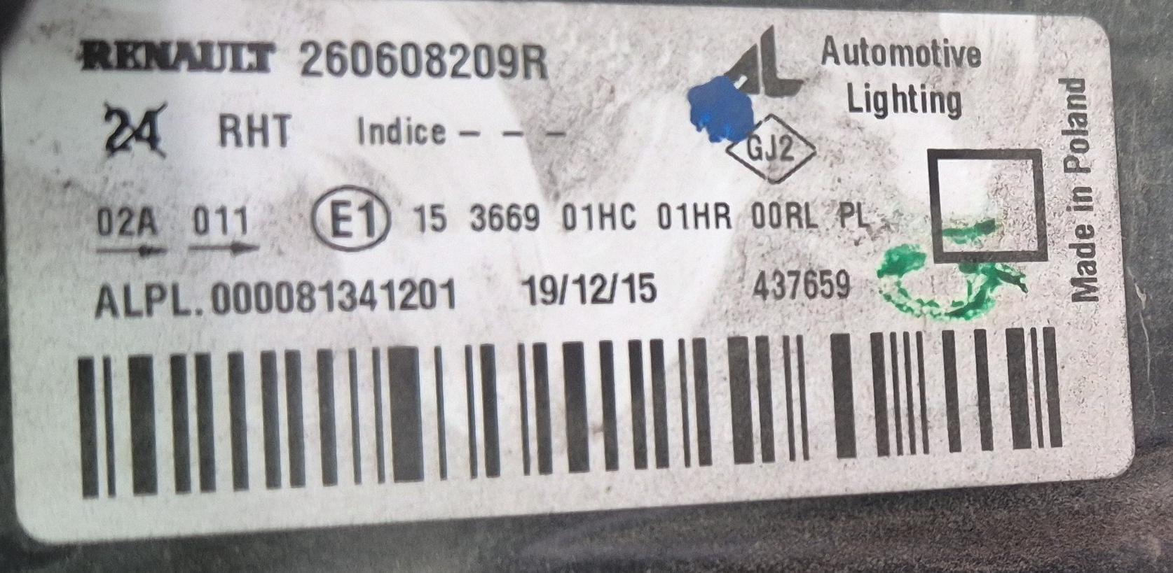 FARO ANTERIORE SINISTRO DACIA Duster 1° Serie 260608209R (10>)
